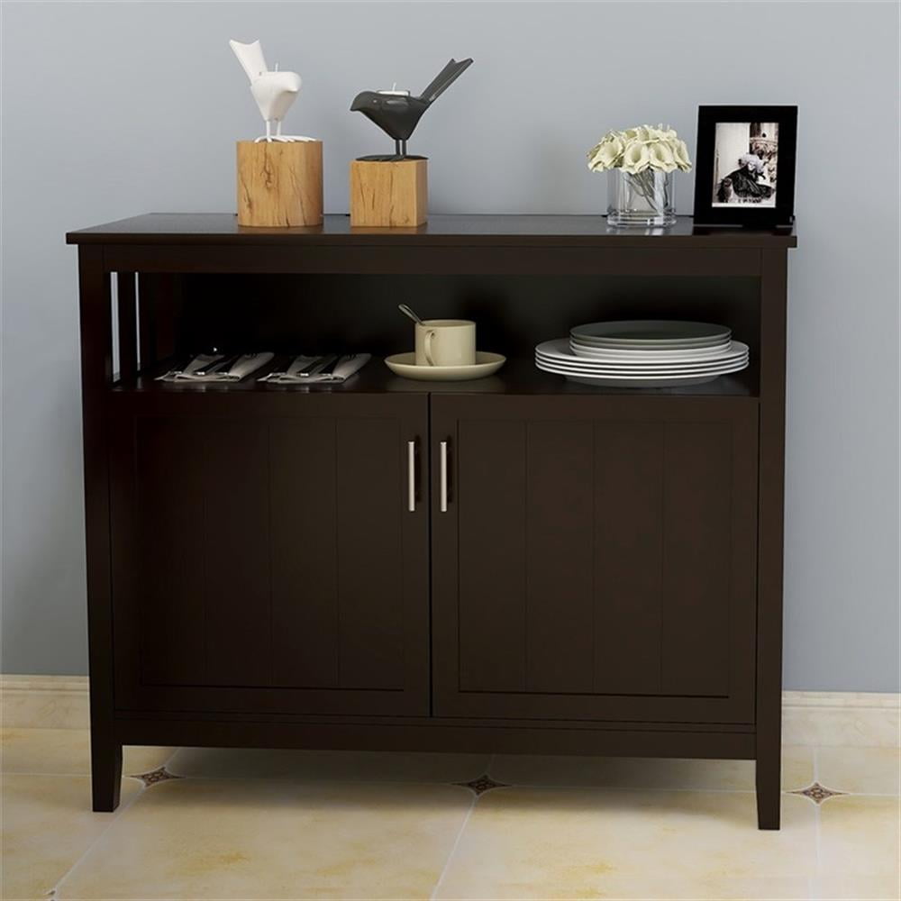 Afuera Living Brown Kitchen Sideboard and Buffet Server Cabinet ...