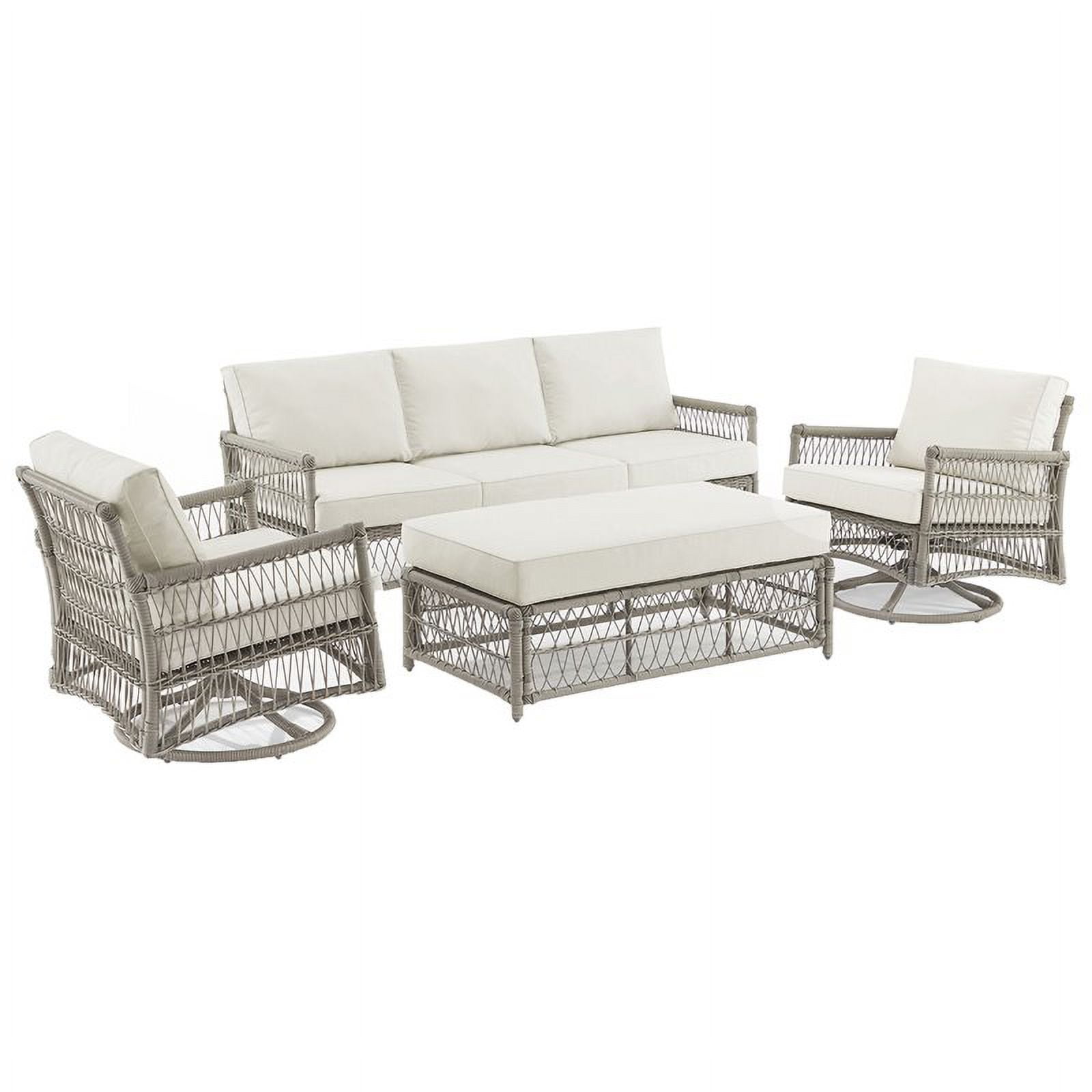 Afuera Living Contemporary 4-Piece Fabric Outdoor Sofa Set in Cream ...