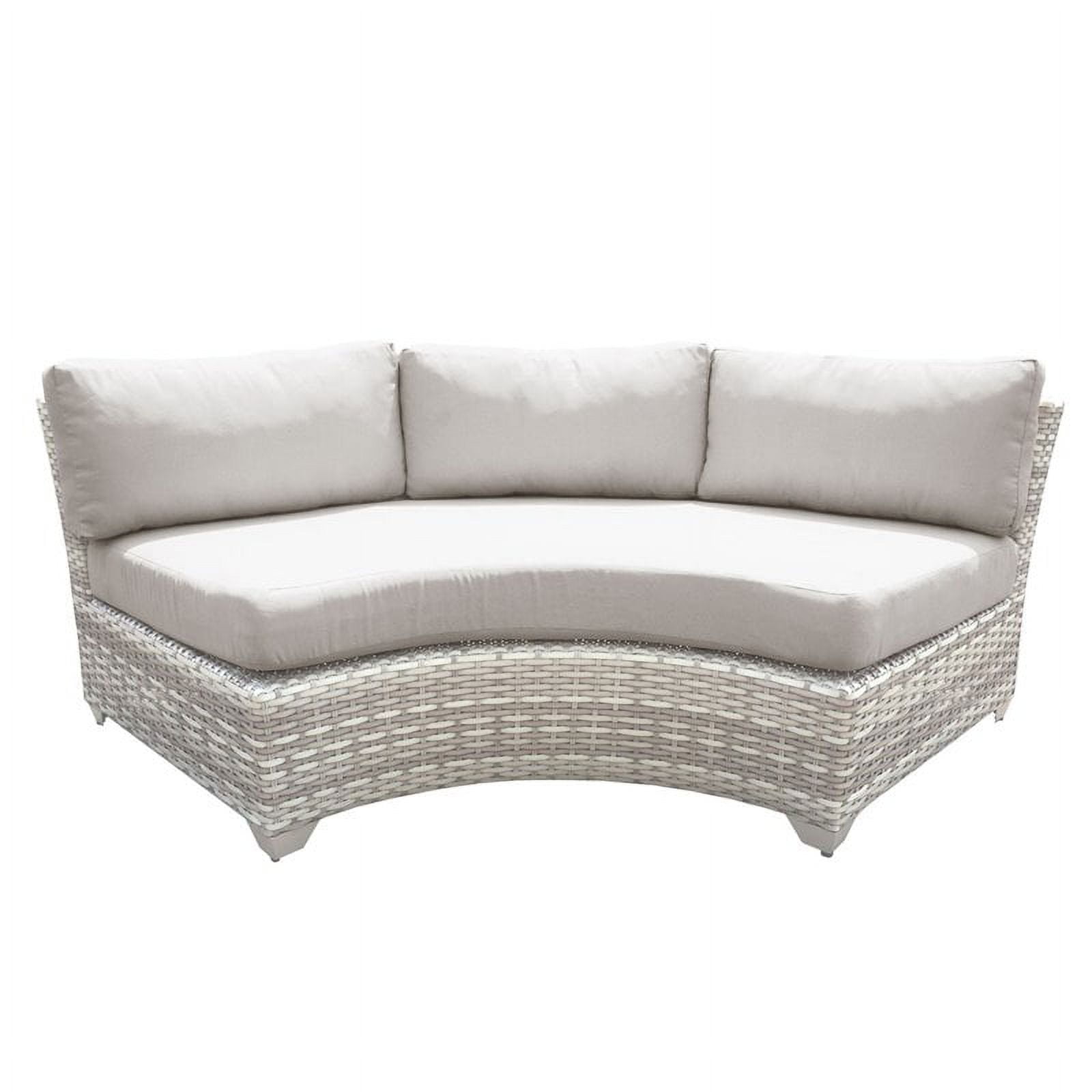 Afuera Living Curved Armless Hand Woven Outdoor Wicker Patio Sofa in ...