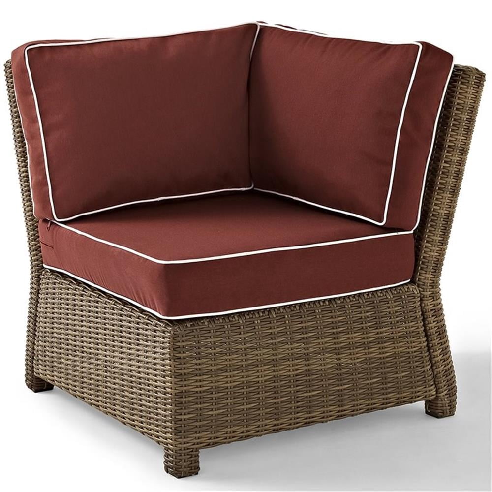Afuera Living Modern Wicker Corner Patio Chair in Brown and Sangria ...