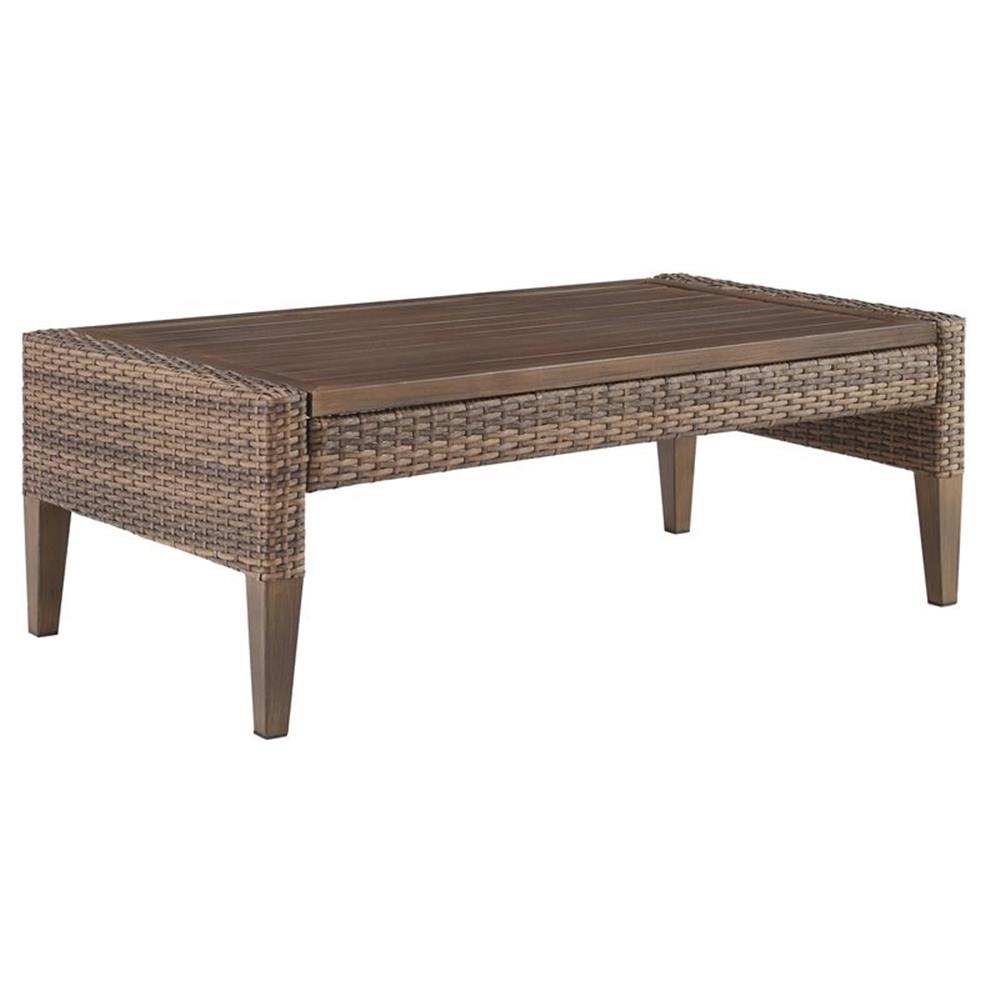 Afuera Living Modern Wicker / Rattan Outdoor Coffee Table in Brown ...