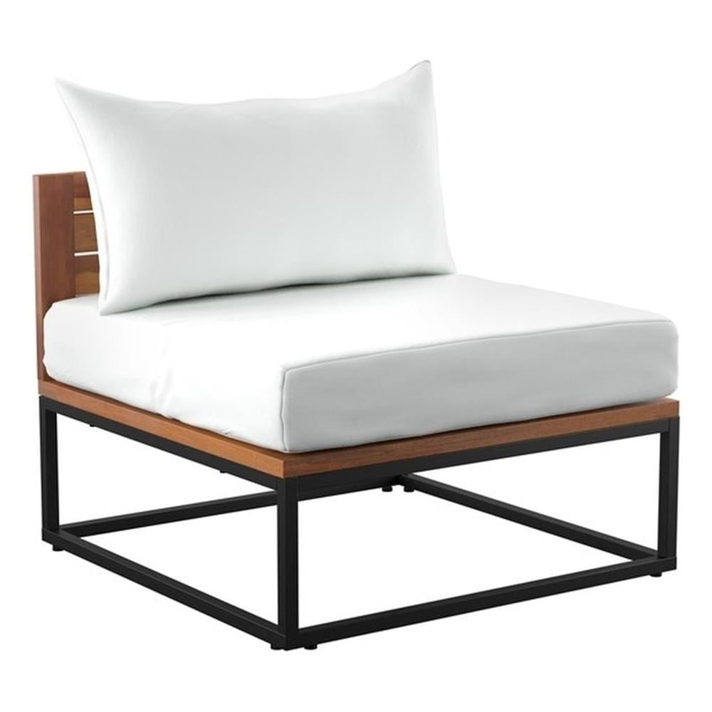 Afuera Living Modern Wood Outdoor Chair with Cushions in White / Black ...