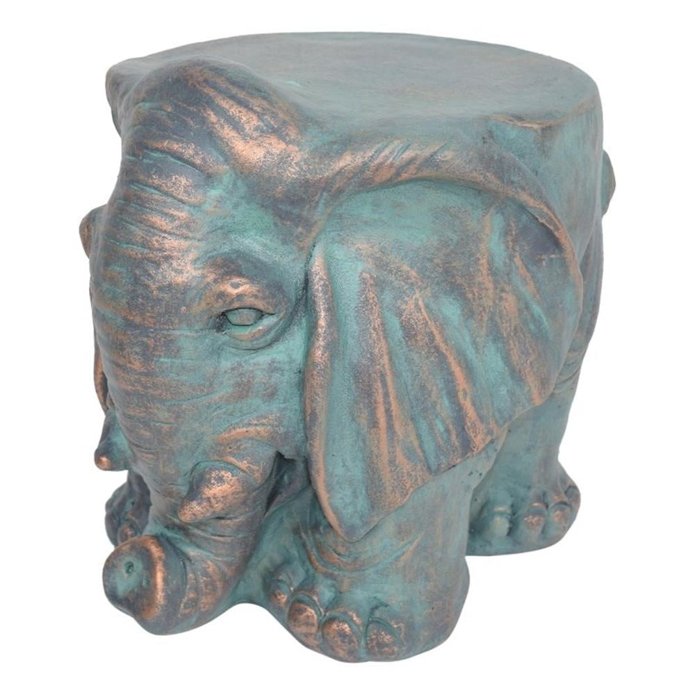 Afuera Living Outdoor 12.5" Stone Garden Stool in Copper Patina Green - Walmart Business Supplies