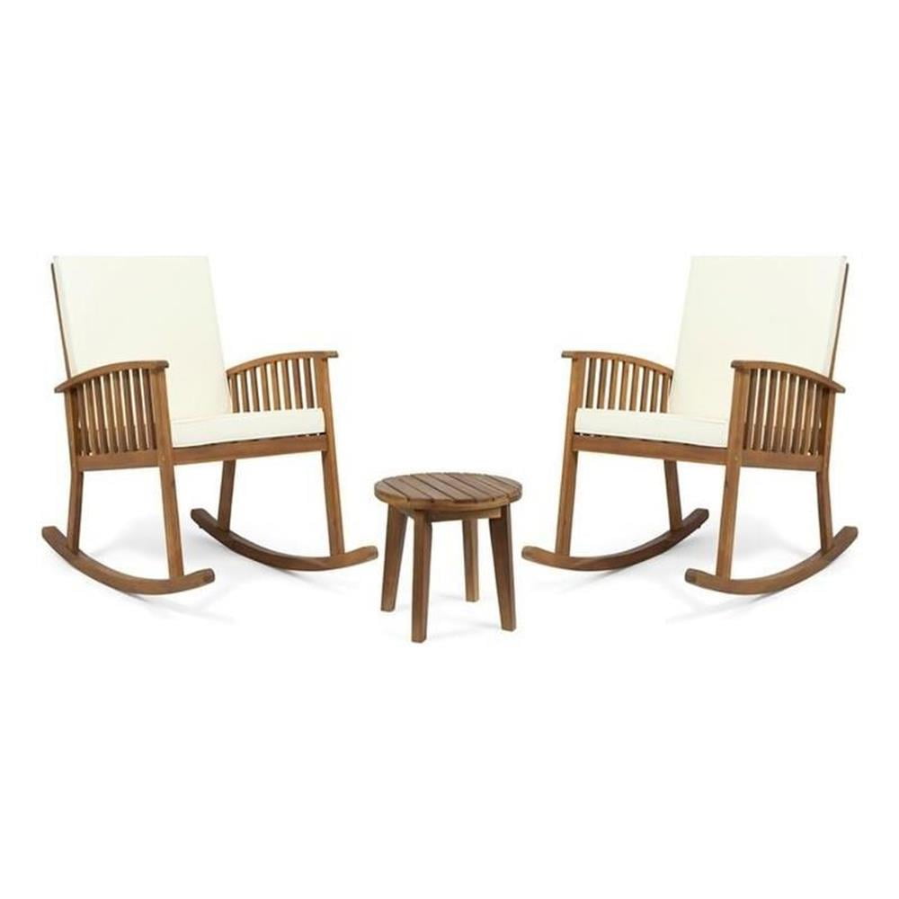 Afuera Living Outdoor 2 Seater Rocking Chairs and Side Table Set Teak ...