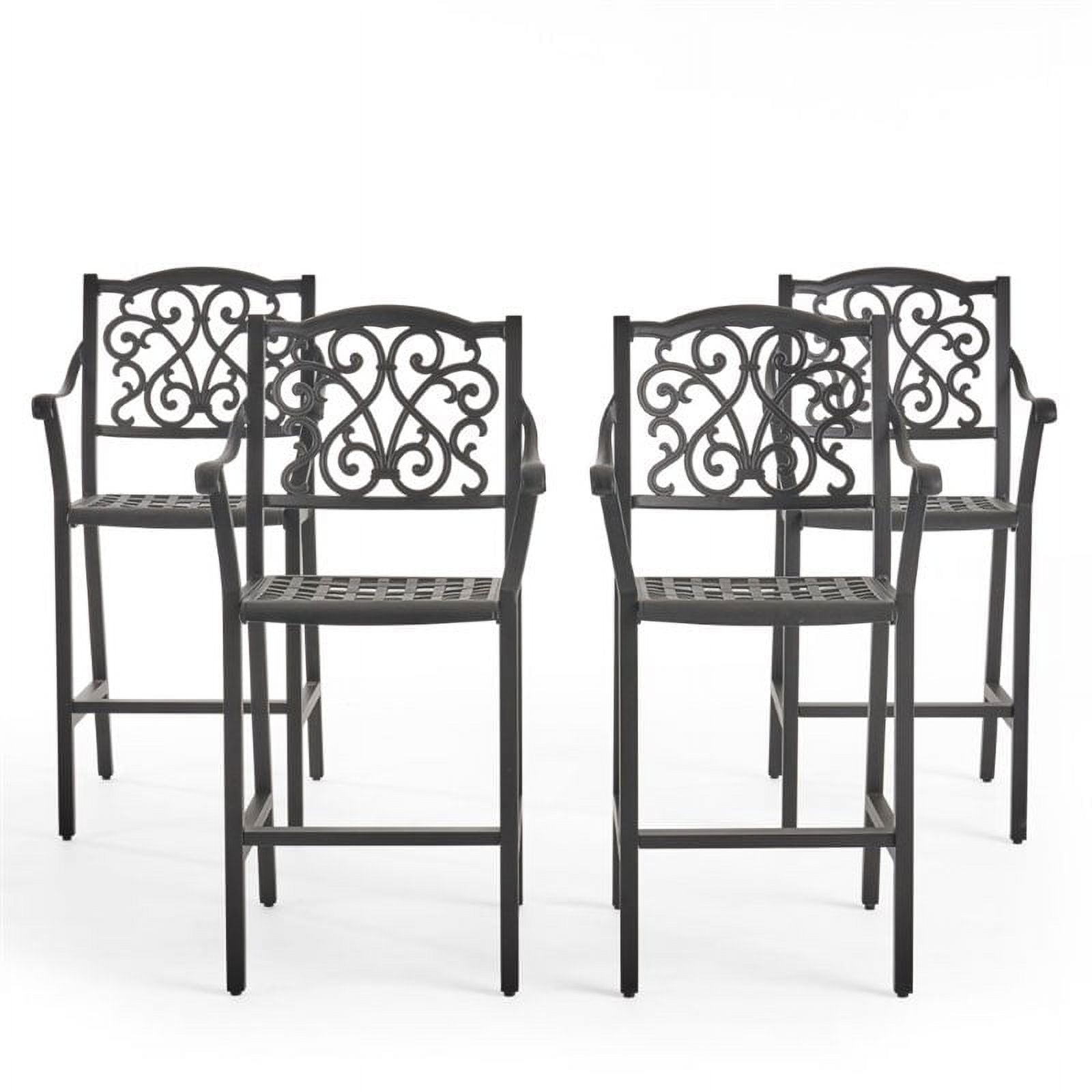 Afuera Living Outdoor 28" Aluminum Barstool in Matte Black (Set of 4 ...