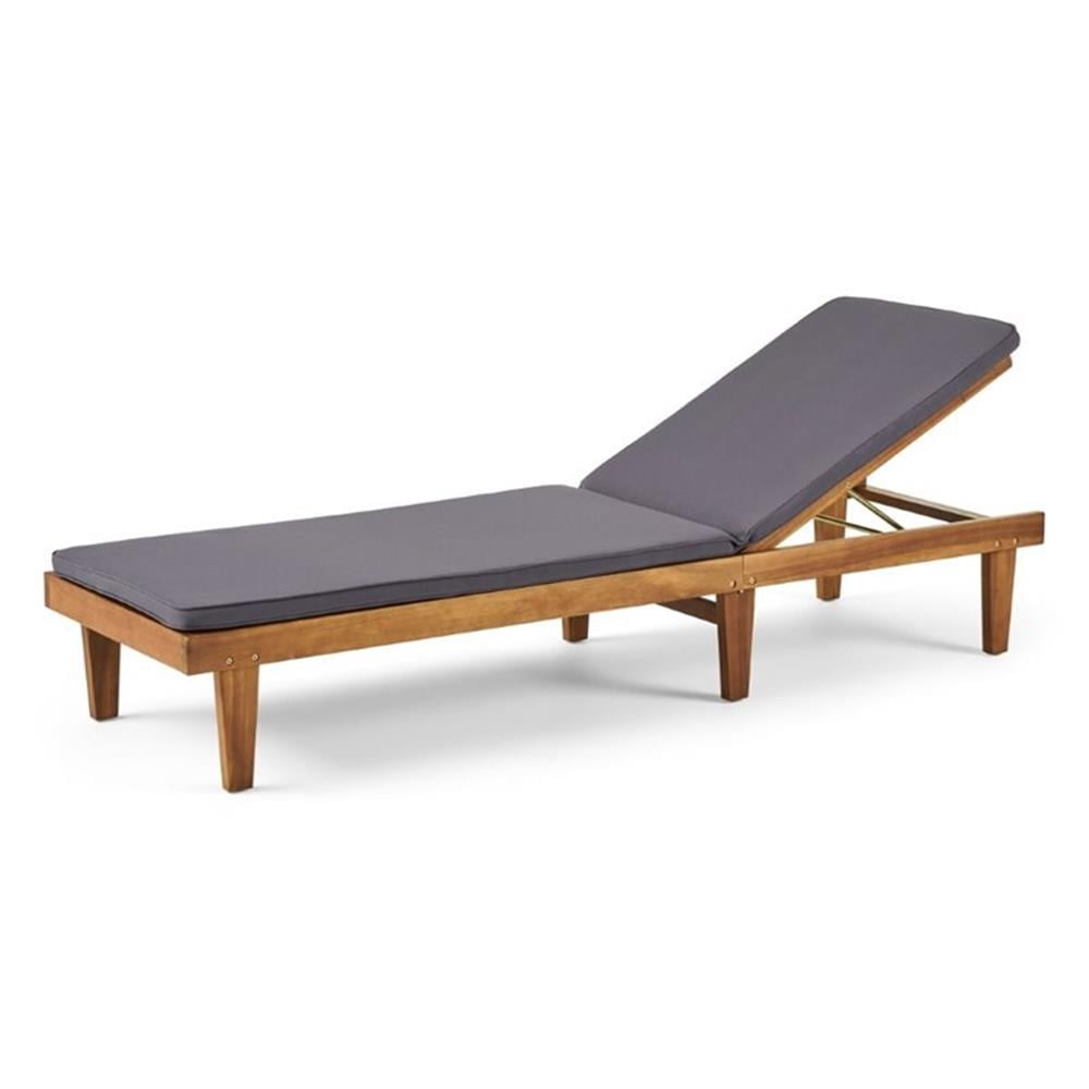 Afuera Living Outdoor Acacia Wood Chaise Lounge in Teak and Gray ...