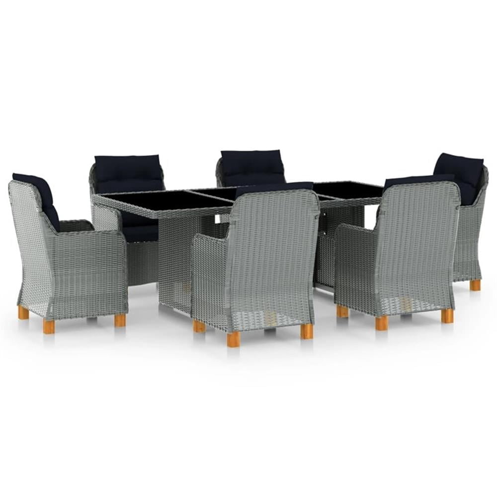 Afuera Living Outdoor Dining Set in Light Gray Round PE Rattan 6-Piece ...