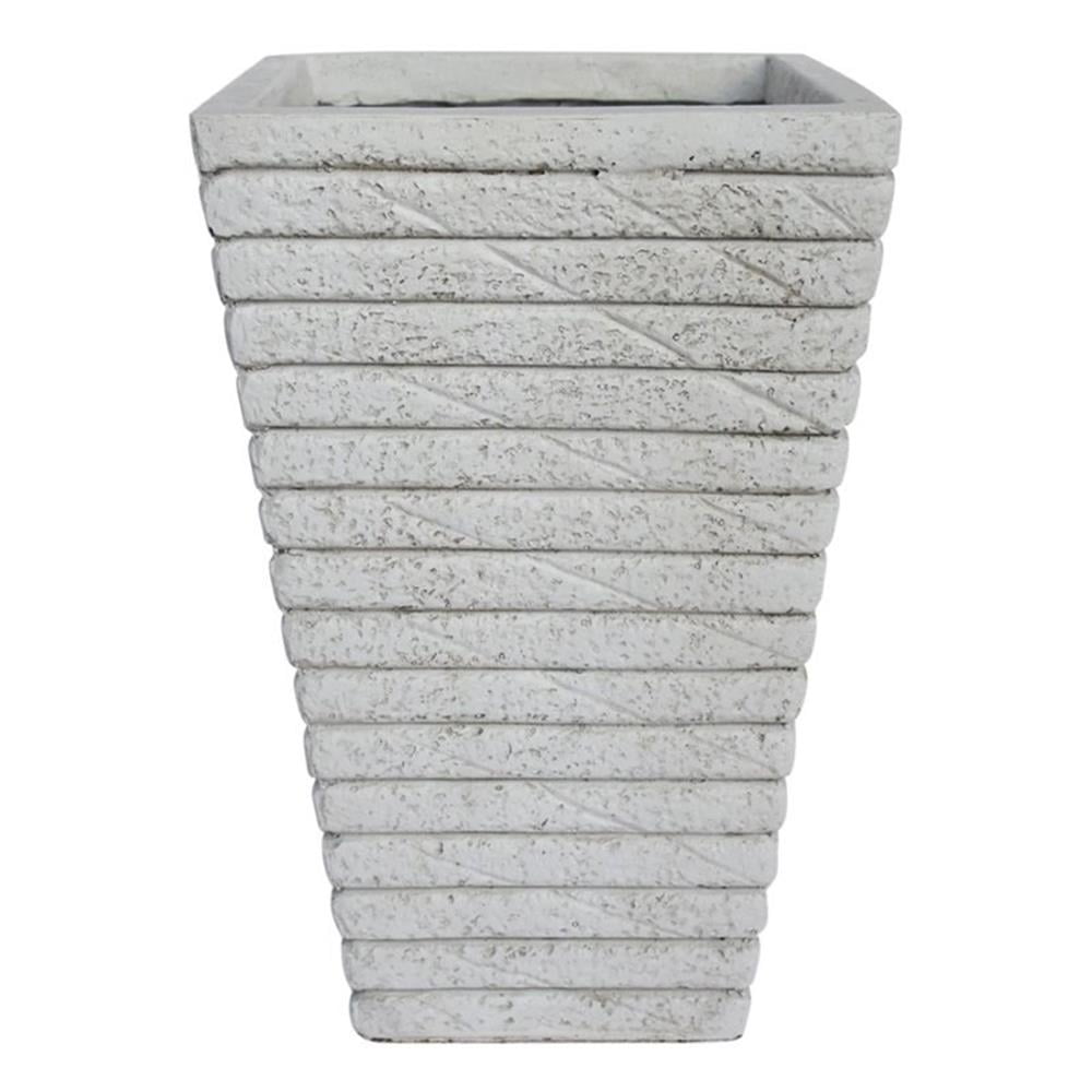 Afuera Living Outdoor Tapered Channel Square Garden Urn Planter in ...