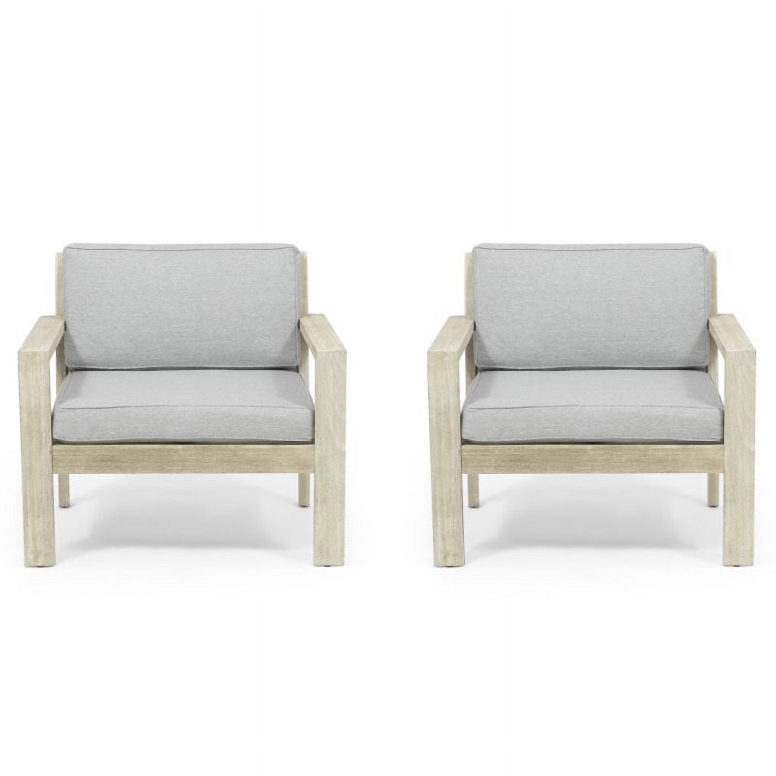 Afuera Living Outdoor Wood Club Chair in Light Gray (Set of 2 ...