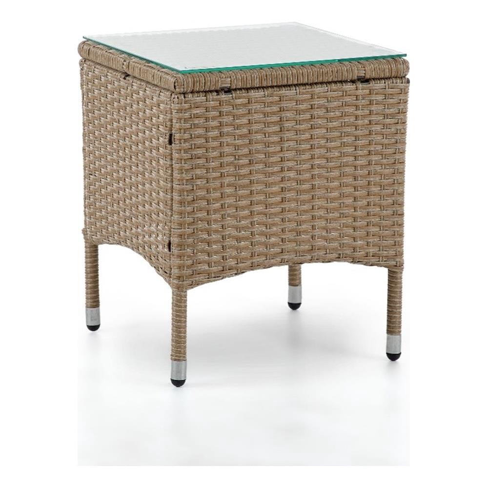 Afuera Living Transitional Wicker / Rattan Outdoor End Table in Natural ...