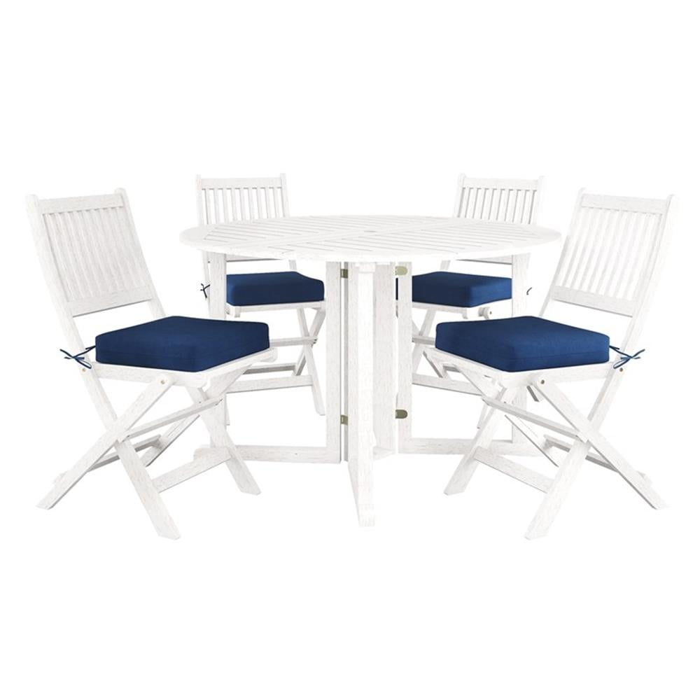 Afuera Living White Washed Wood Outdoor Folding Dining 5pc Set ...
