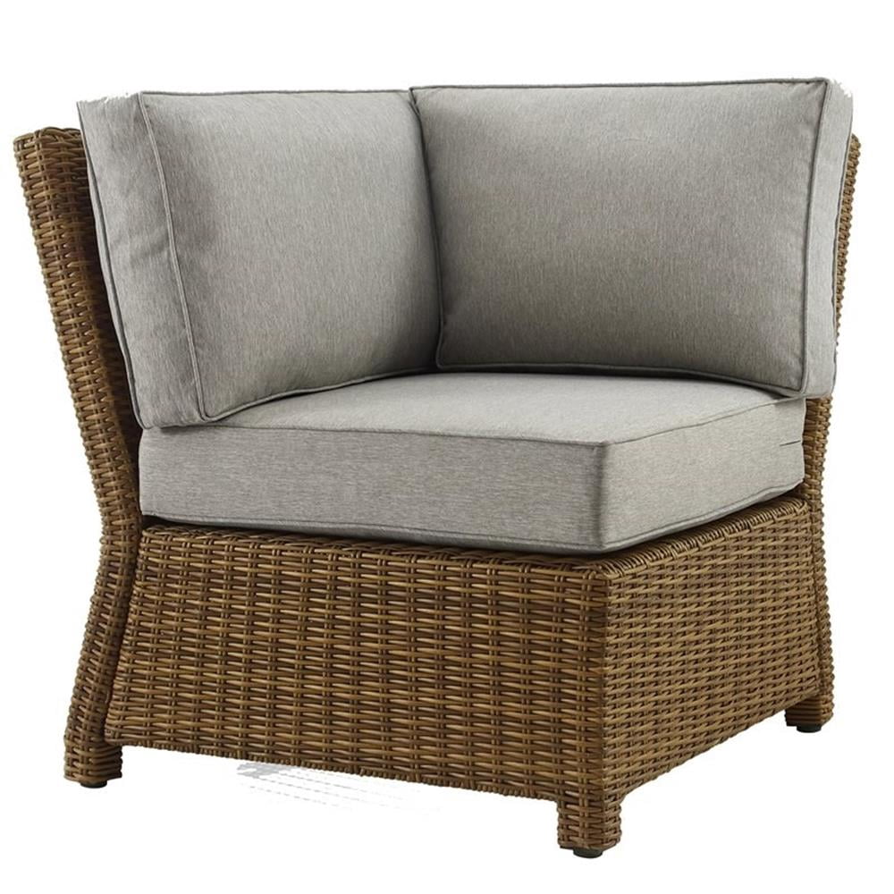 Afuera Living Wicker / Rattan/Fabric Patio Corner Chair in Gray ...