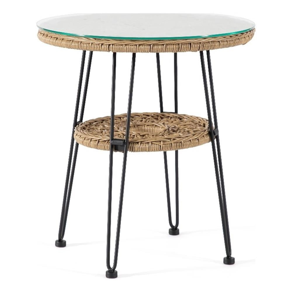 Afuera Living Wicker / Rattan Round Outdoor Coffee Table in Natural ...