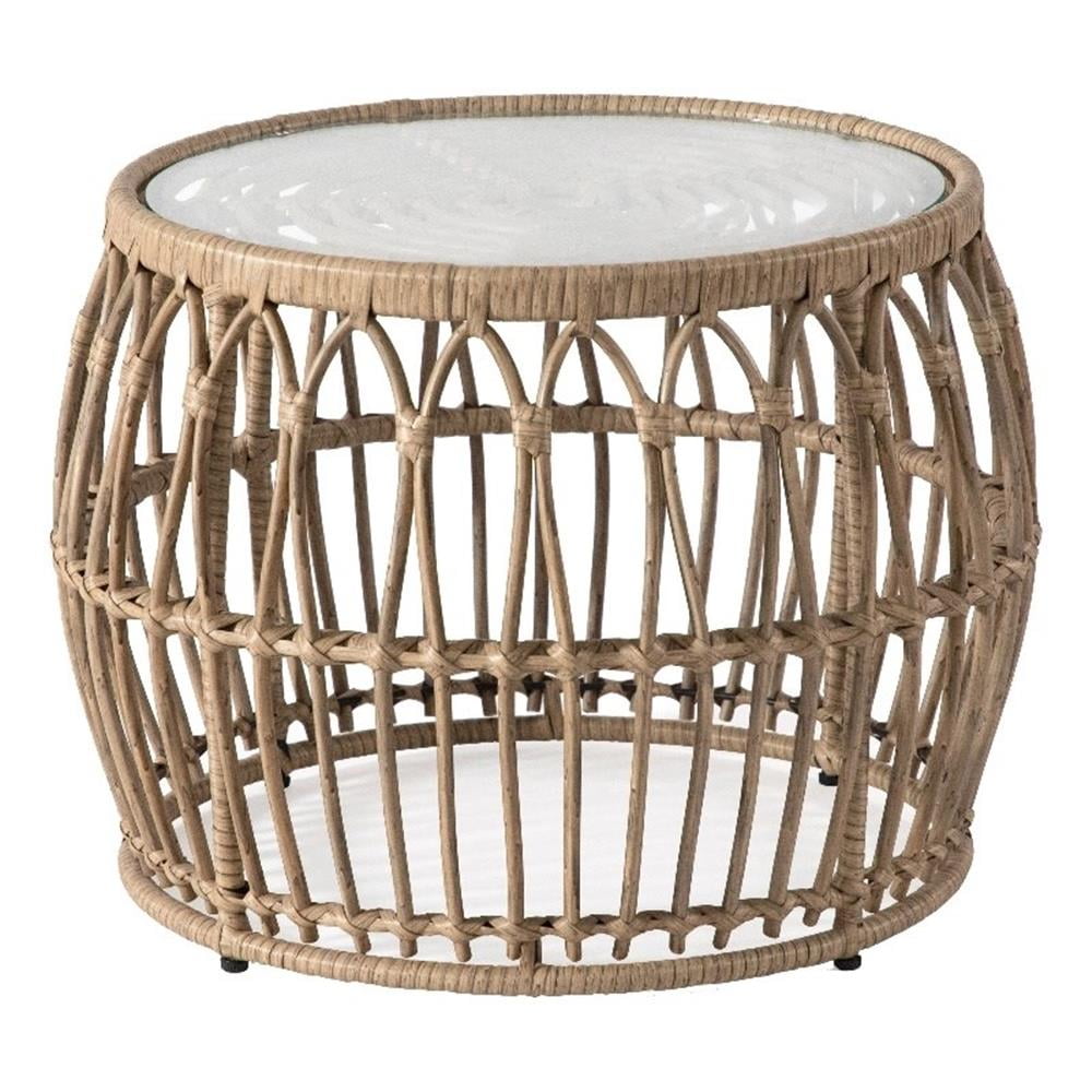 Afuera Living Wicker / Rattan Round Outdoor Coffee Table in Natural ...