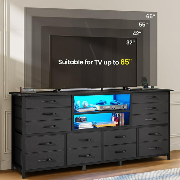 TV Stand with Mount for 32/55/65/70 inch TVs, 51.2" LED TV Stand with ...