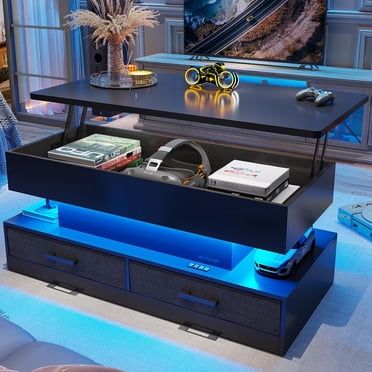 Hommpa LED Lift Top Coffee Table with Storage, Modern Furniture for ...