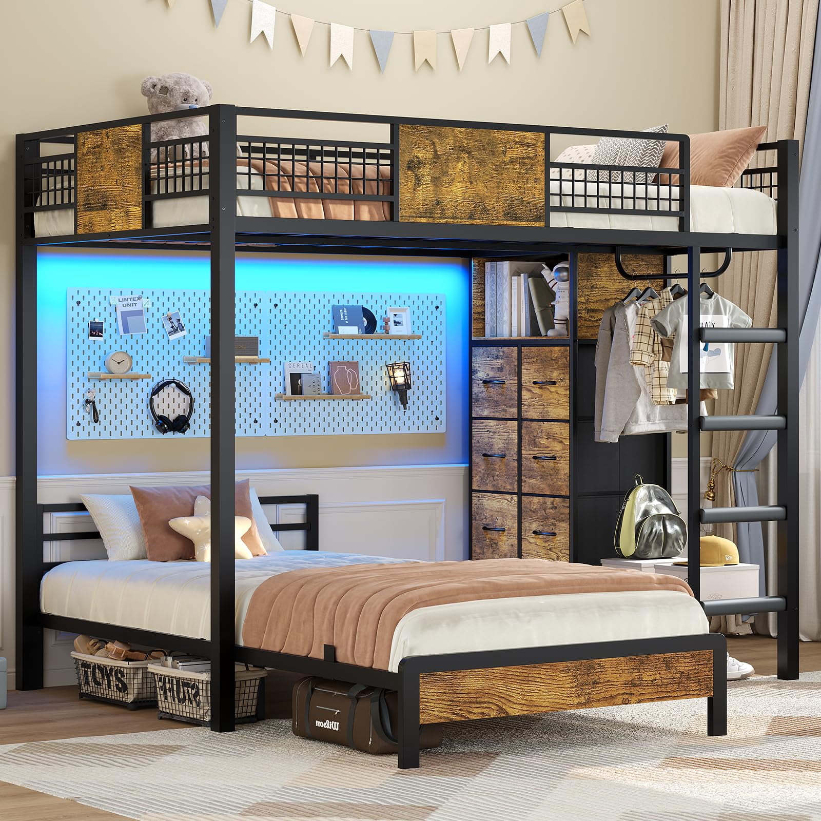 Afuhokles Bunk Bed Twin Over Twin Size with 8 Storage Drawers, Twin ...