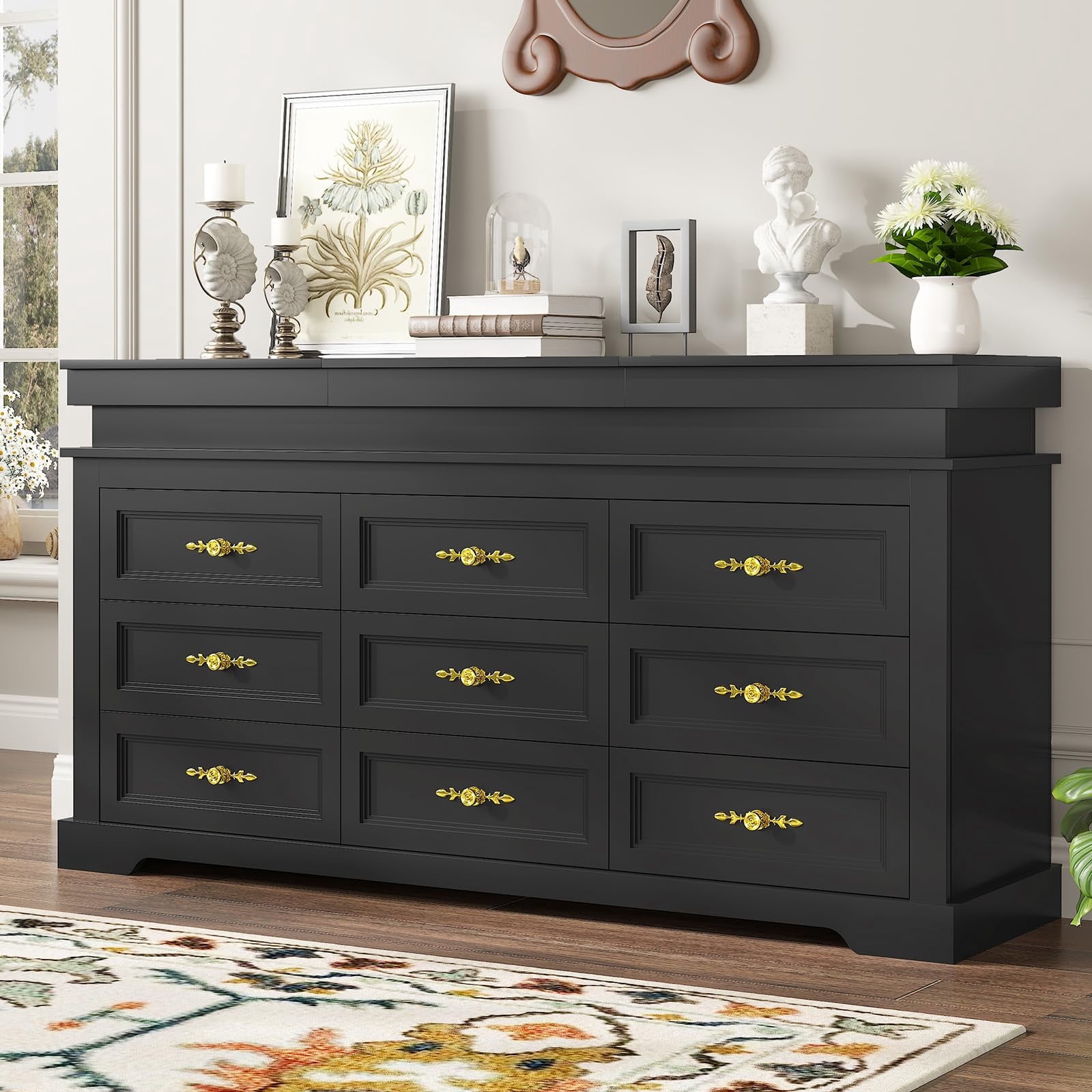 Afuhokles Dresser for Bedroom with LED Light and Charing Station ...