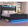 Afuhokles LED Bed Frame Queen Size with Tall Storage Headboard ...