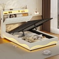 Afuhokles Lift Up Storage Twin Bed Frame with Charging & LED Lights ...