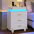 Afuhokles Nightstand with Charging Station and Led Light, Night Stand ...