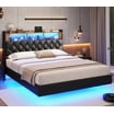 Homfa Queen Floating Bed with Lights, LED Platform Bed Frame with Under ...