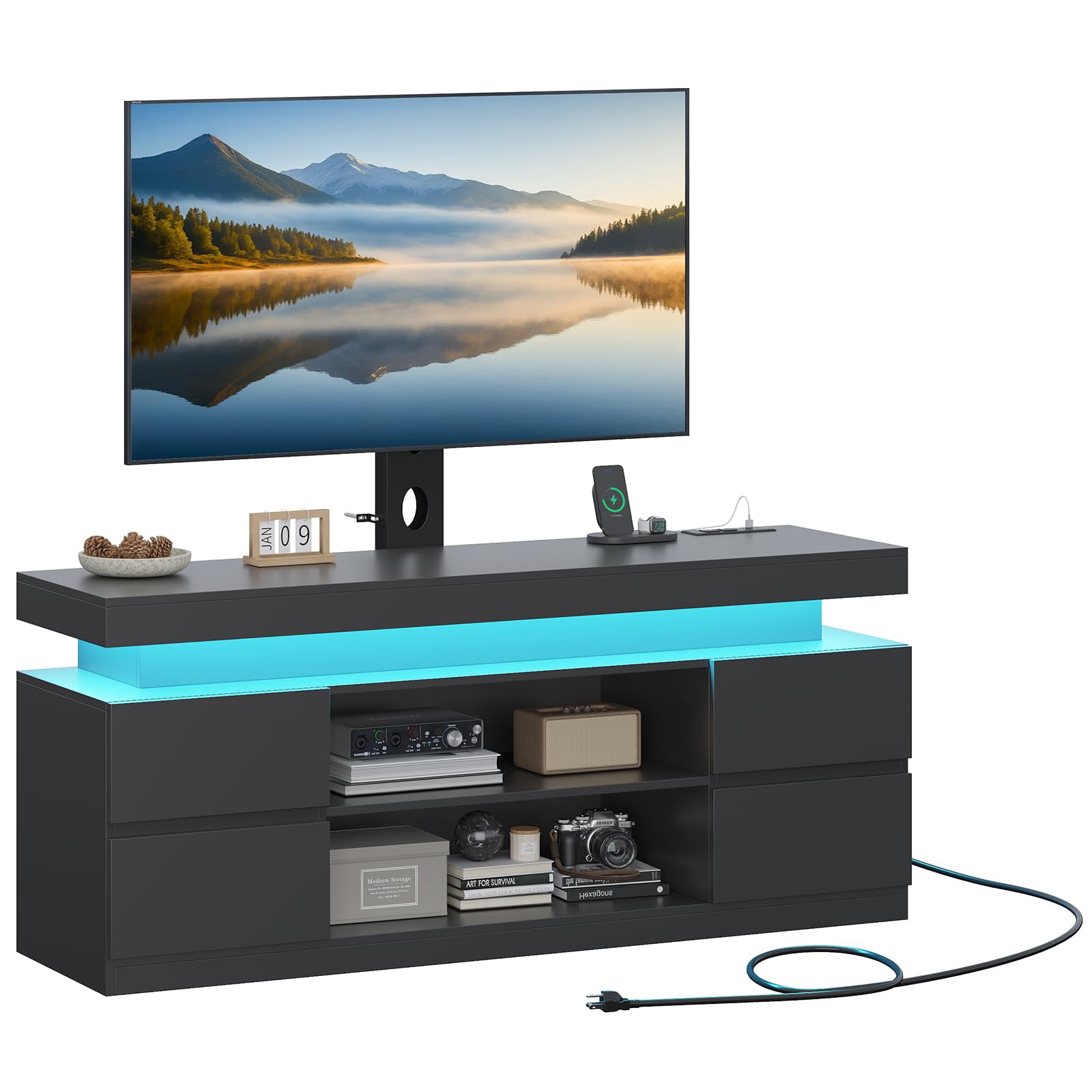Afuhokles TV Stand with Mount and Power Outlet, TV Mount for TVs up to ...