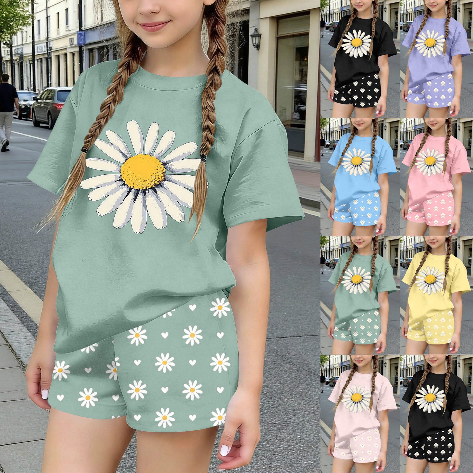Afuipoi Girls Casual 2-Piece Summer Clothing Set, Fashion Graphic Short ...