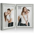 Afuly Double Wooden Hinged Picture Frame 5x7, Gray White, 2 Openings ...