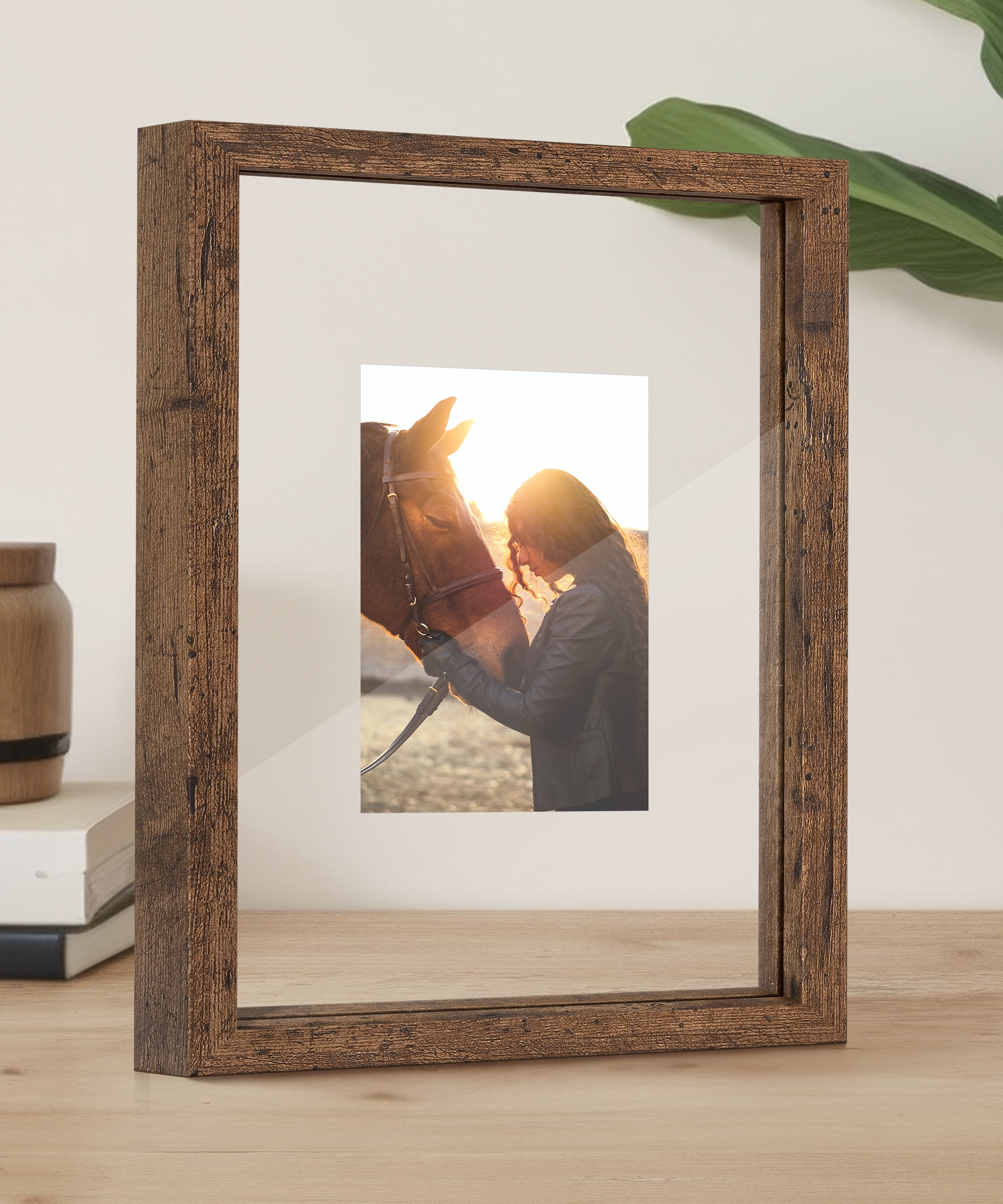 Afuly 8x10 Floating Picture Frame, Wood Glass Photo Frames for Double ...