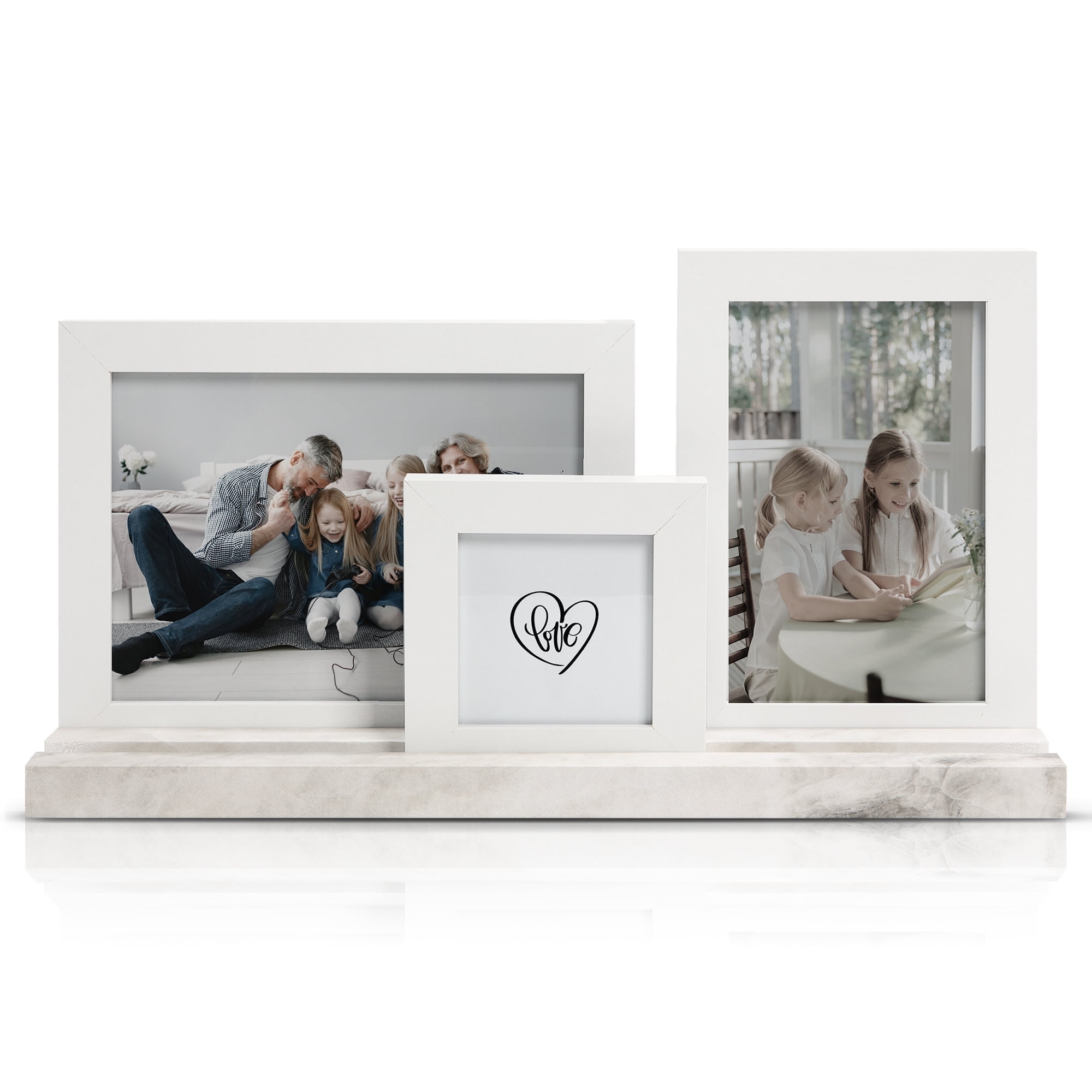 Afuly Collage Picture Frames Set of 3, White Marble Pattern Base ...