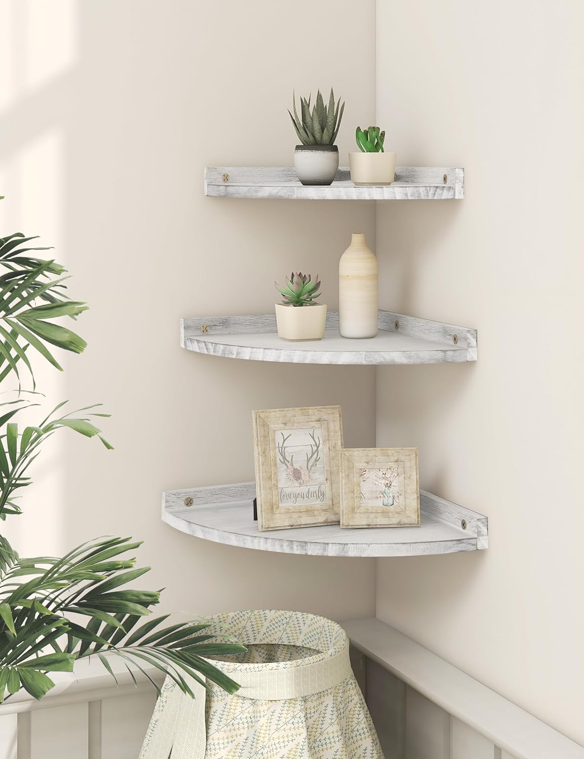 Danya B. White Veneer Corner Radial Shelves (Set of 2) - Walmart.com