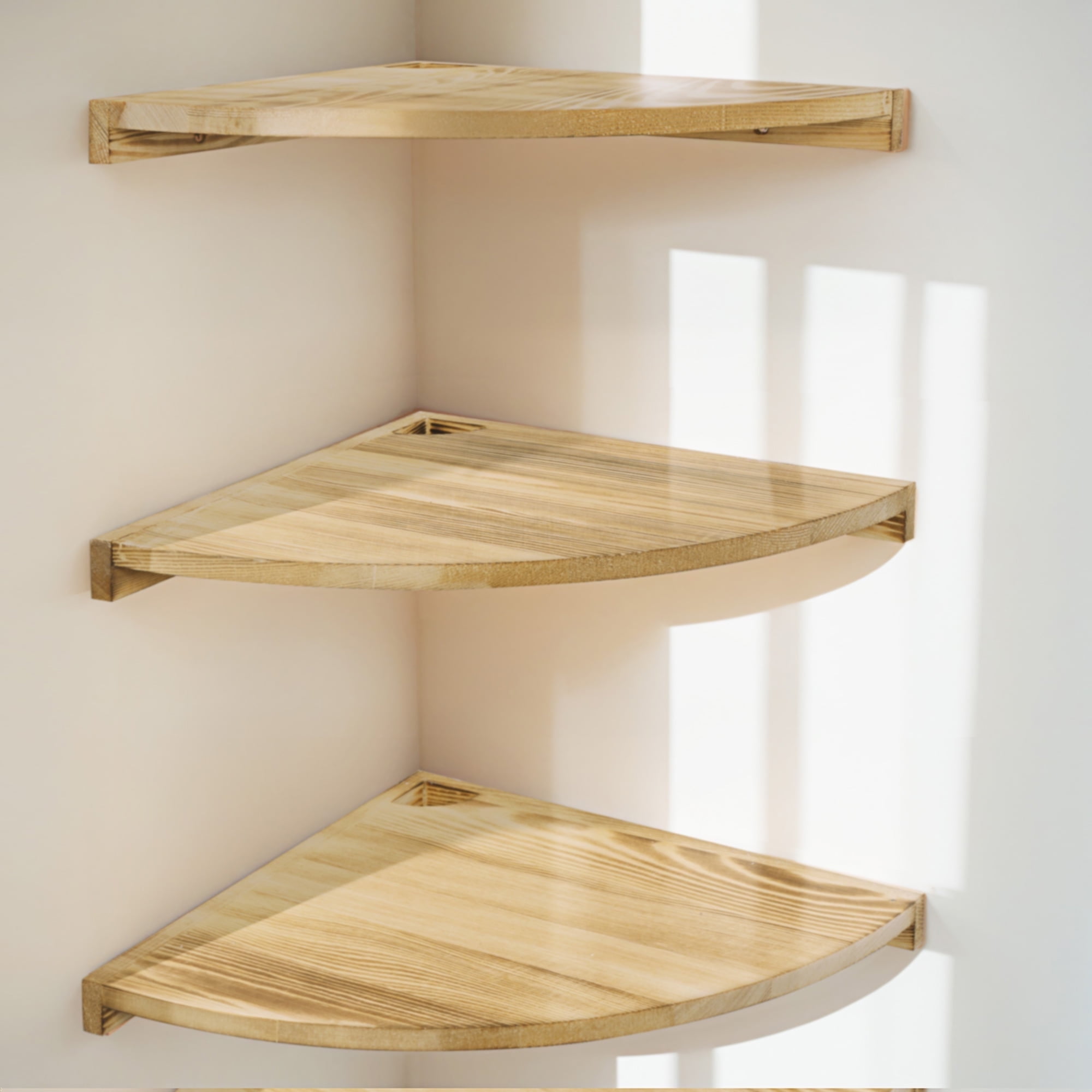 Afuly Floating Corner Shelf for Wall, Large Corner Shelves Solid Pine ...
