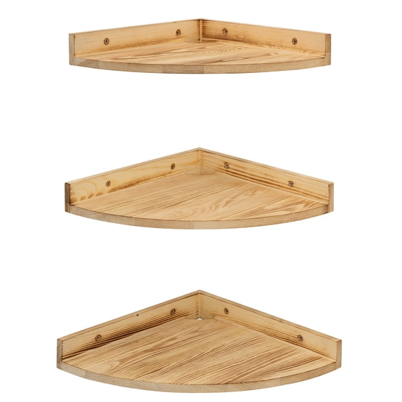 Afuly Floating Corner Shelf for Wall, Large Corner Shelves Solid Pine ...