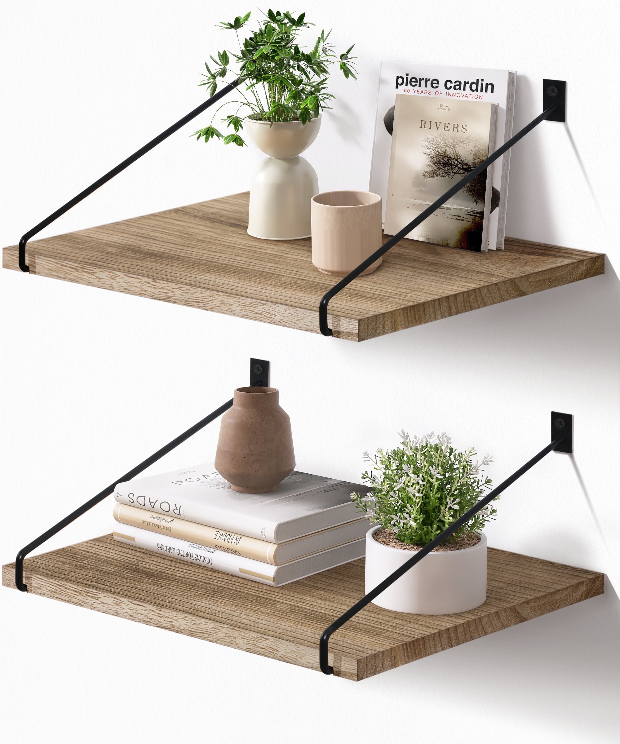 Afuly Floating Shelves, Set of 2, Wall Mounted Deep Storage, 11.8 inch ...