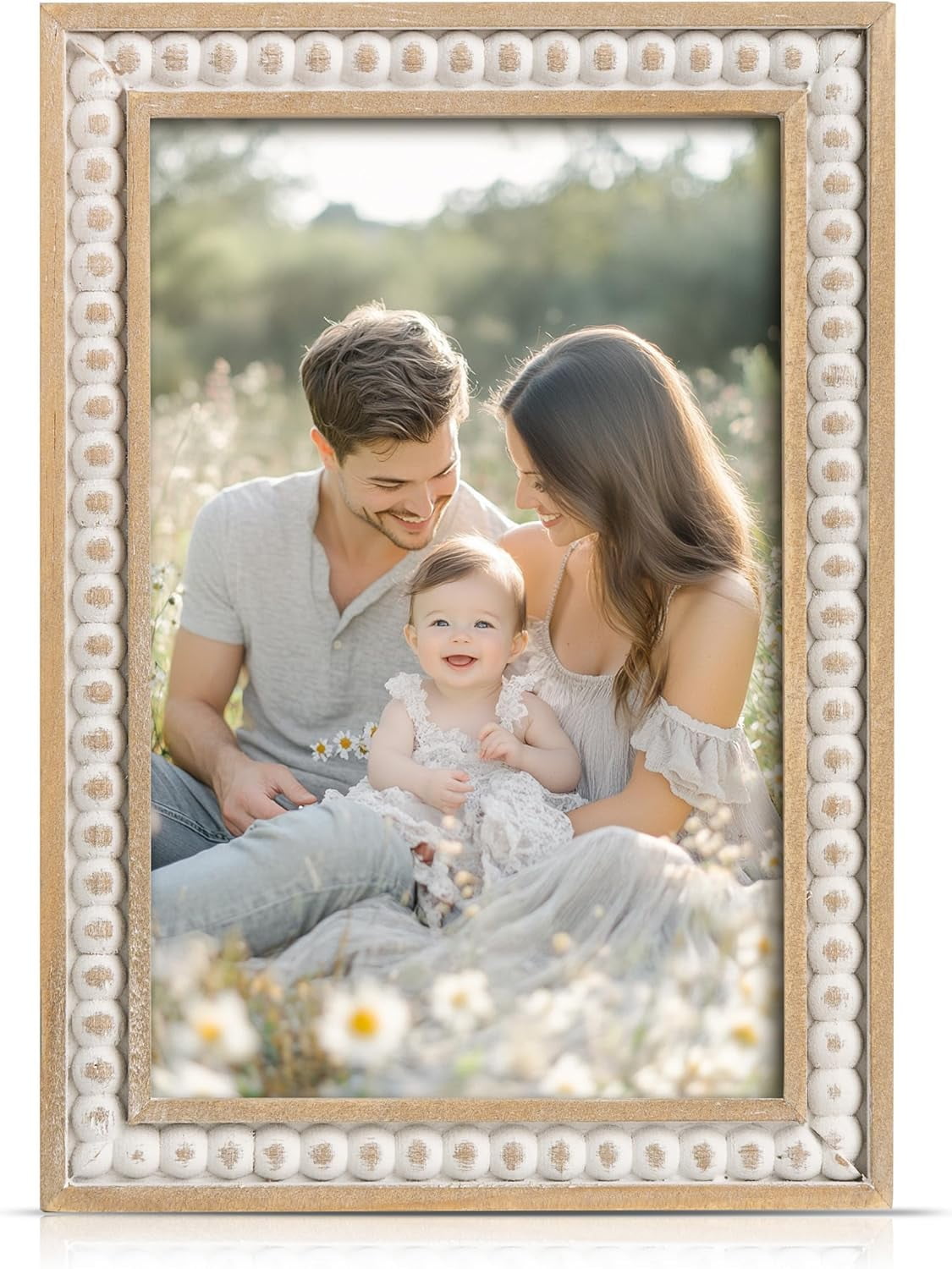 Afuly 4x6 Boho Distressed White Wood Beaded Farmhouse Photo Frame ...