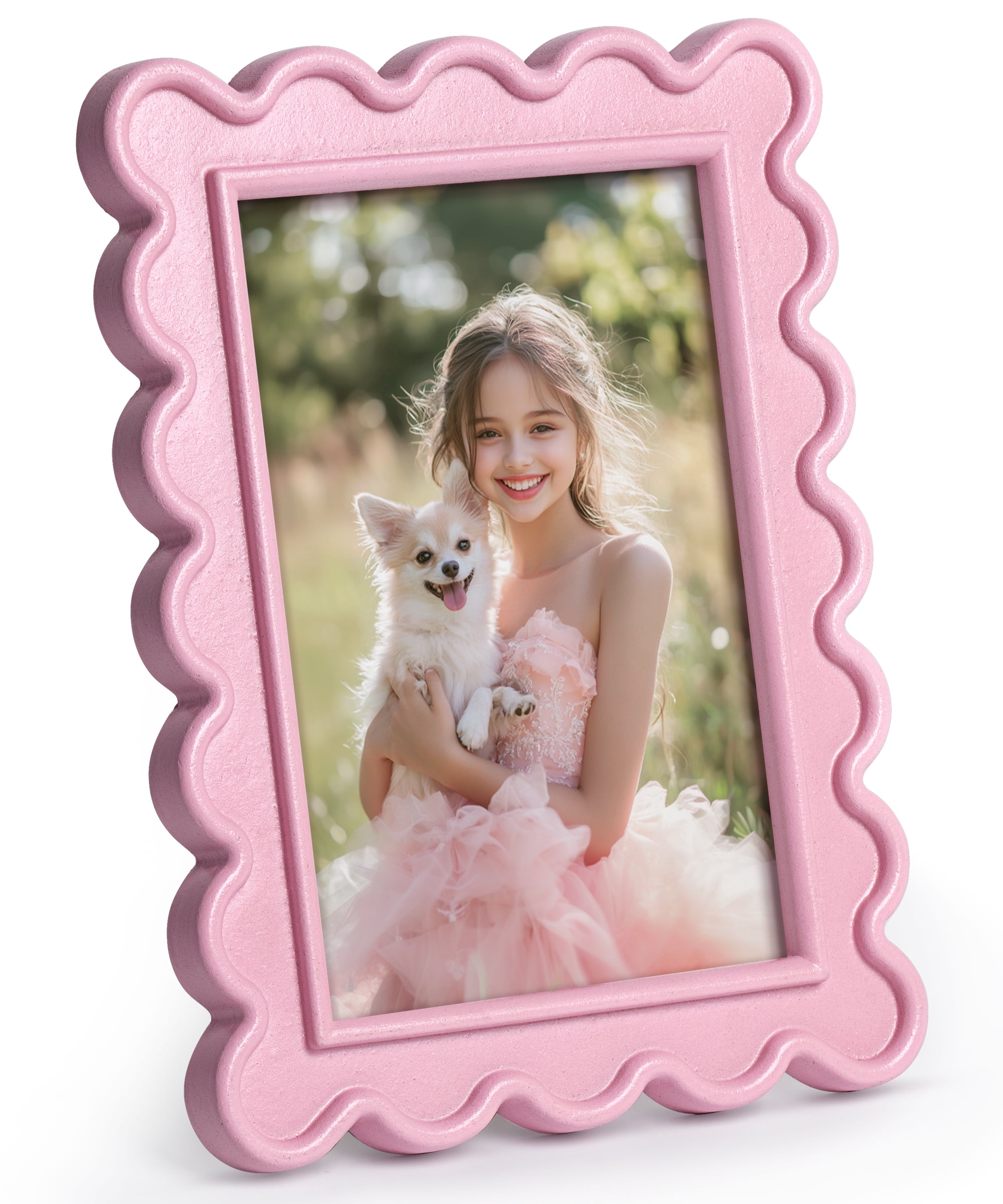 Afuly Pink Wavy Picture Frame 4x6, Cute Decorative Photo Frame for ...