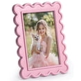 Afuly Pink Wavy Picture Frame 4x6, Cute Decorative Photo Frame for ...
