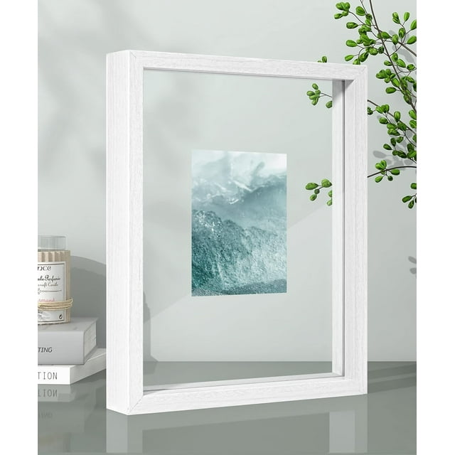 Afuly White Floating Frame 8x10 Picture Display, 5x7 4x6 Floating Picture Frame for Wall ...