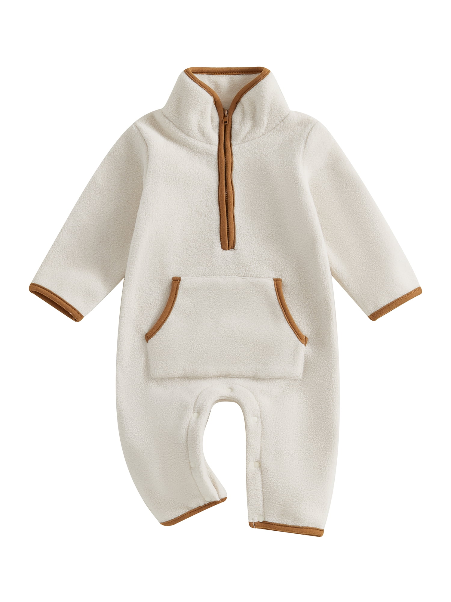 Afunbaby 0-12M Baby Fall Winter Fleece Romper Long Sleeve Stand Collar ...