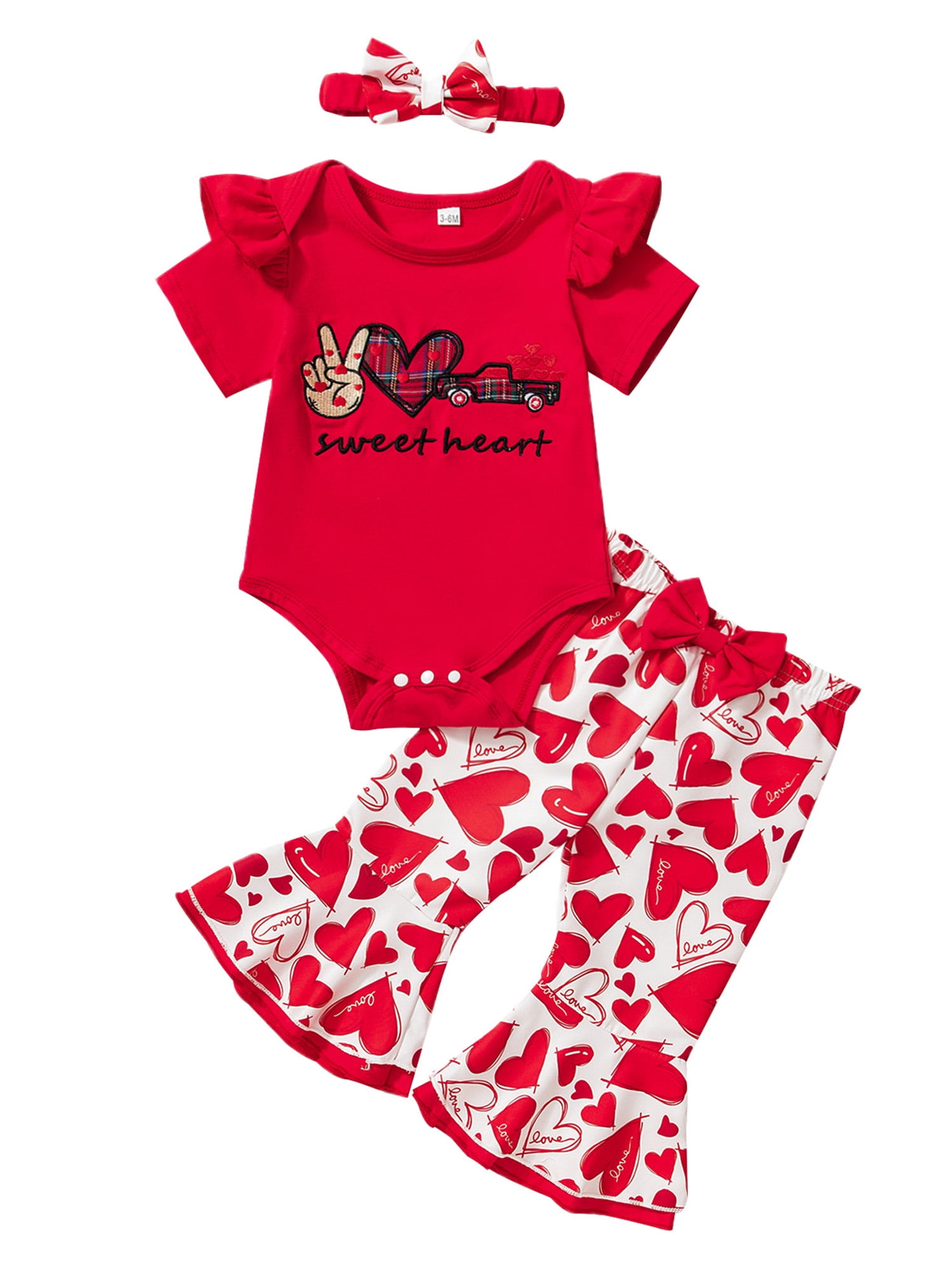 Afunbaby 0-18M Baby Girls Spring Outfits Long Sleeve Romper + Flare ...