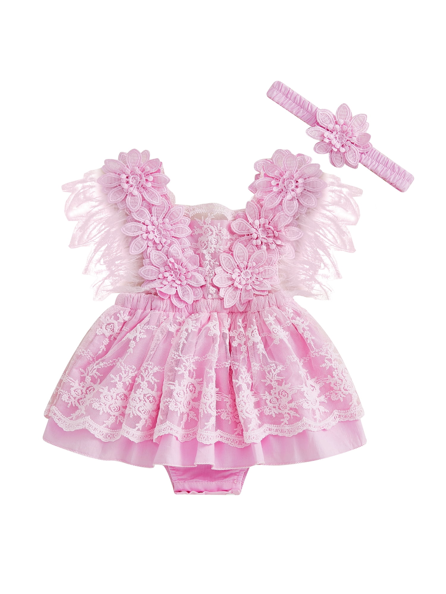 Afunbaby 0-24M Toddler Baby Girls Rompers Dress Flower Embroidery Skirt Hem Jumpsuits Summer ...