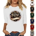 Afuyipoi 1976 Vintage Ladies Casual Letter Printed T-Shirt, 50th ...