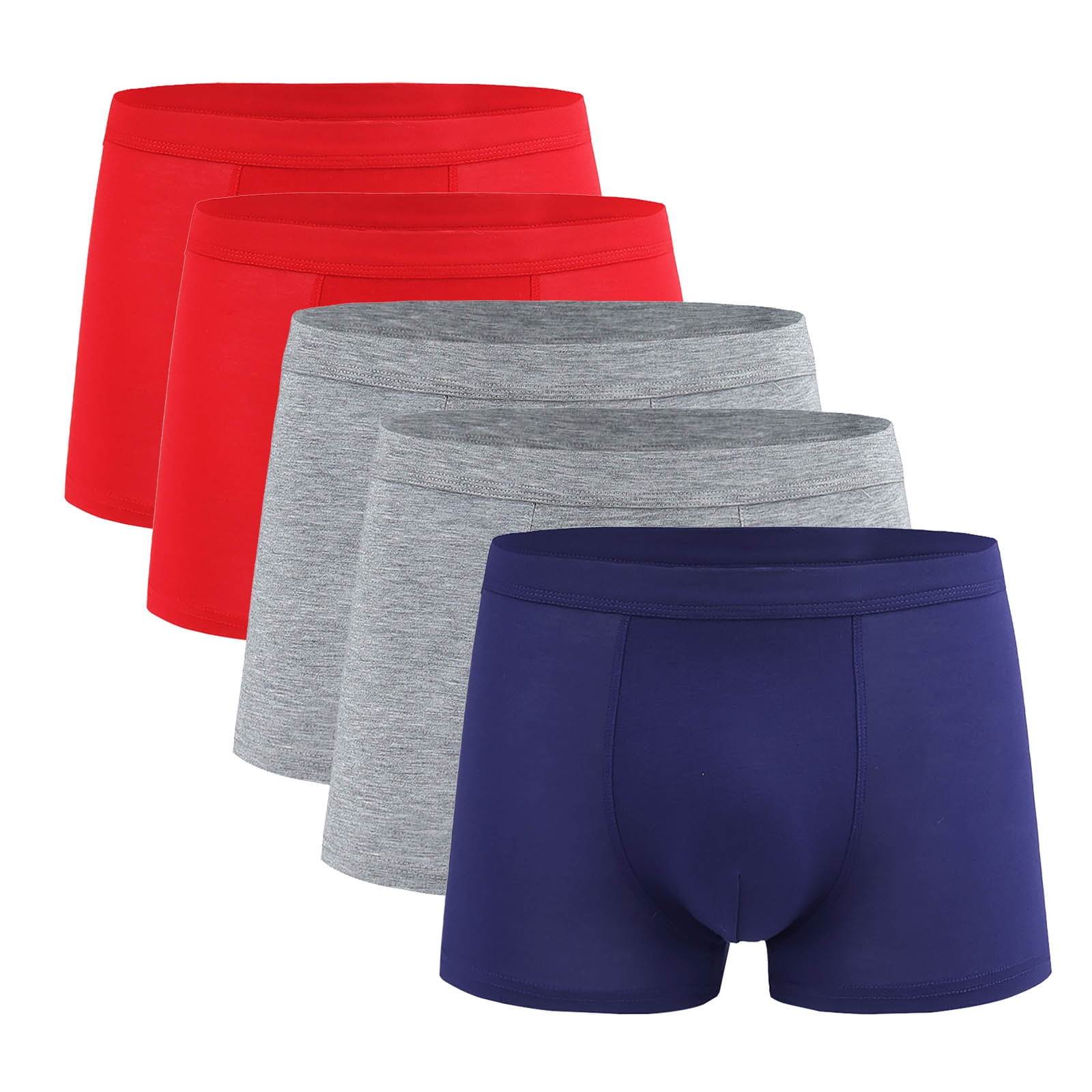 Afuyipoi 5PC Men’s High Elastic,Mid Rise Solid Comfort Boxer Briefs ...
