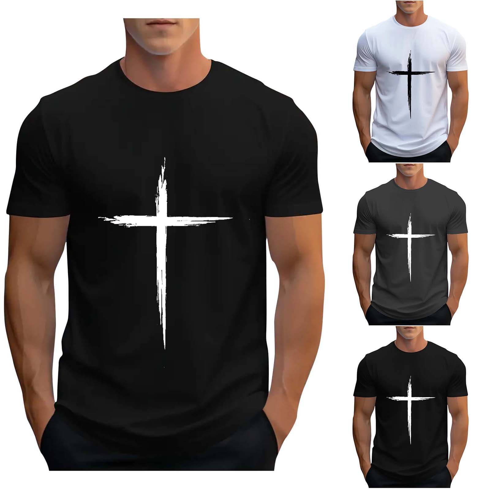 Afuyipoi Athletic Tees Men,Breathable Sporty Classic Shirts with Cross ...