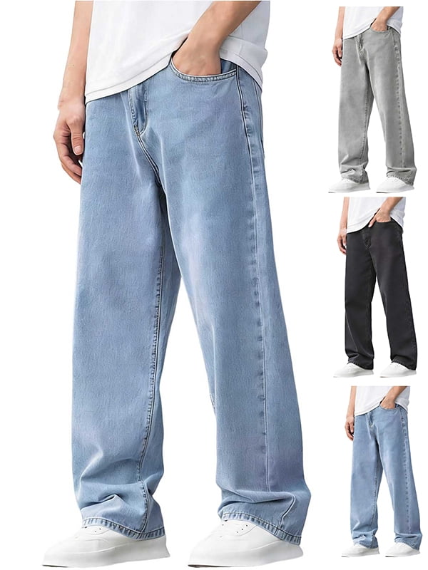 Afuyipoi Big Boys Denim Jeans Pants Size 13-17 Solid Color Loose ...