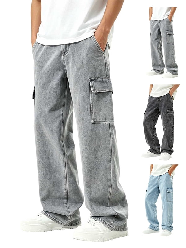 Afuyipoi Big Boys Straight Leg Denim Pants Size 12-17 Solid Color ...