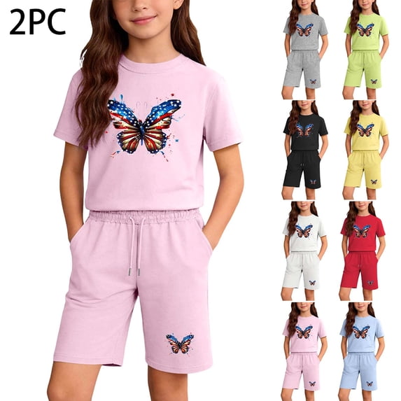 Afuyipoi Boys Girls 2PC Independence Day Sets (4-14 Years), Elastic ...