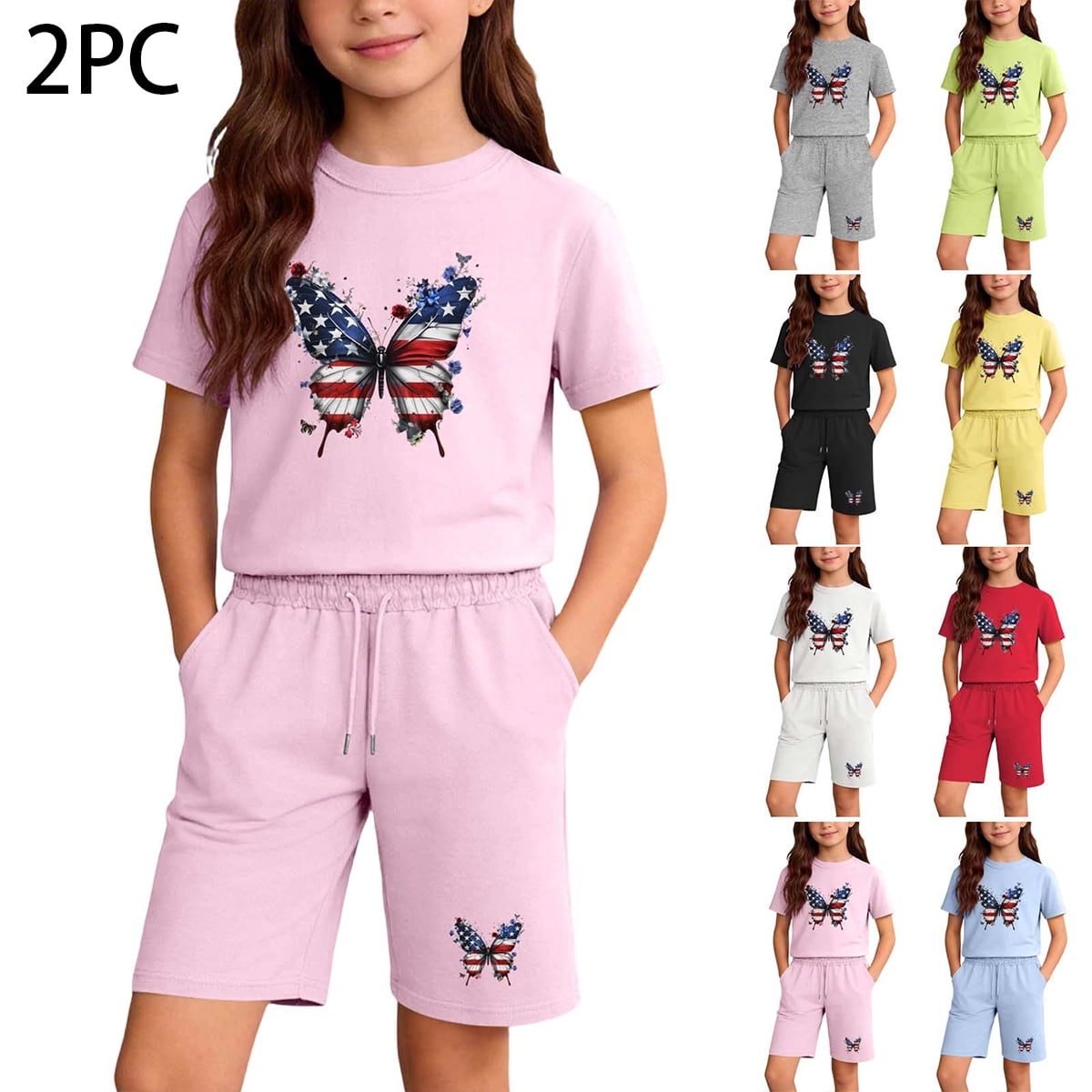 Afuyipoi Boys Girls 2PC Independence Day Sets (4-14 Years), Printed ...