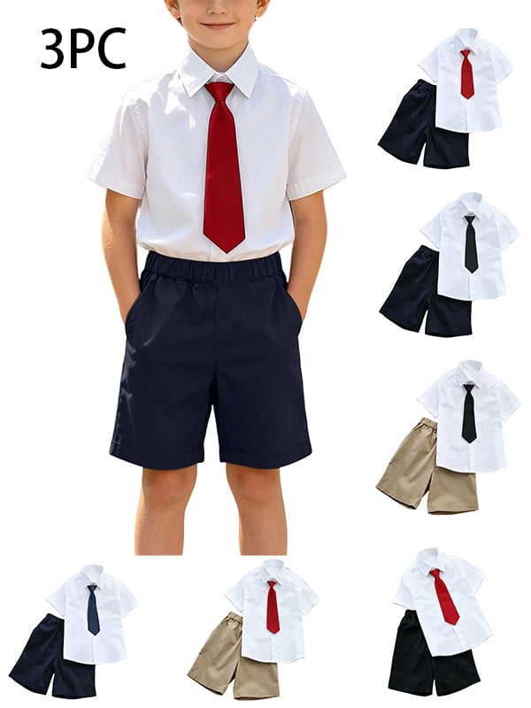 Afuyipoi Boys Girls 3PC School Uniform Sets (3-14 Years), Short Sleeve ...